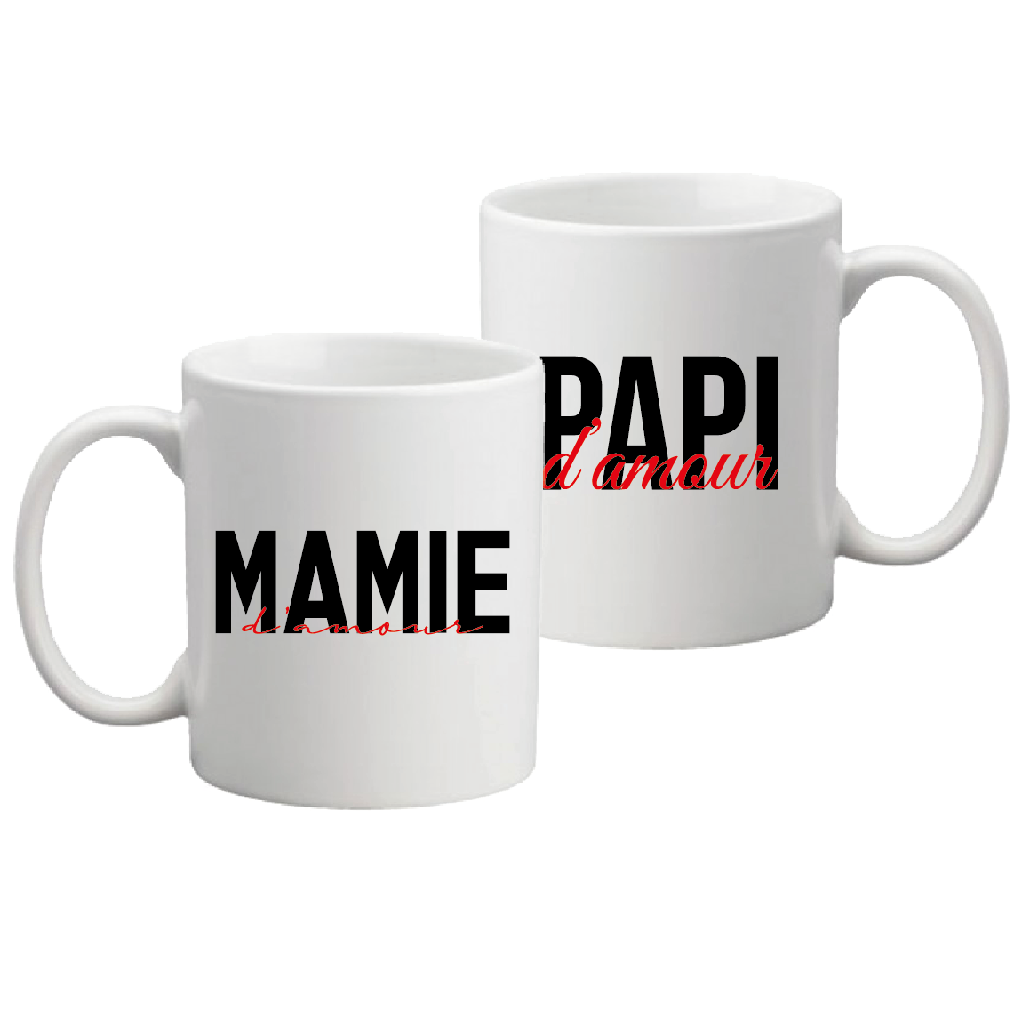 Duo de Mugs en Céramique | Mamie d’amour et Papi d’amour – Les Créas D'Alma